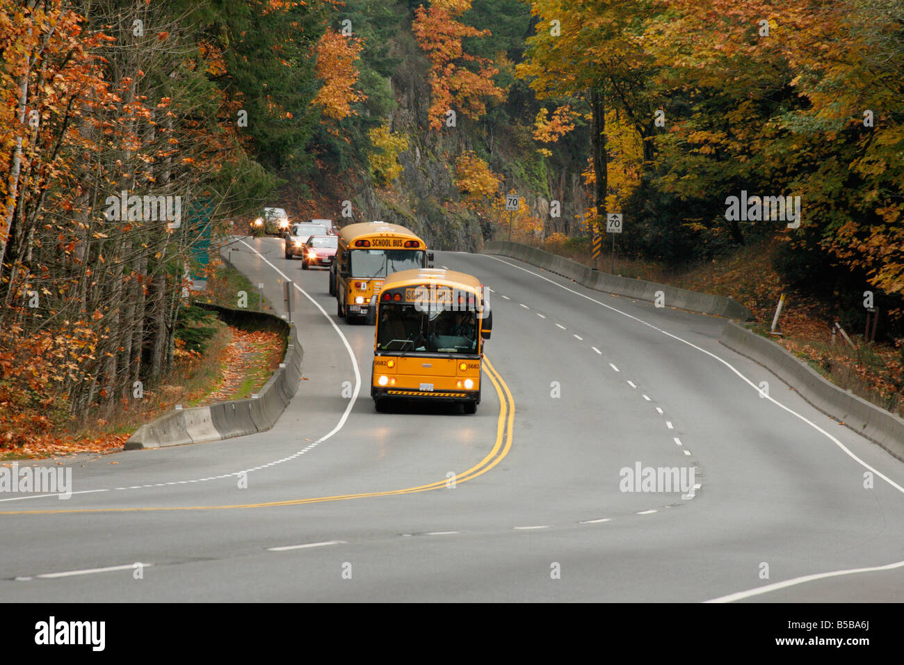 Highway traffic on Island highway near Goldstream Victoria British ...