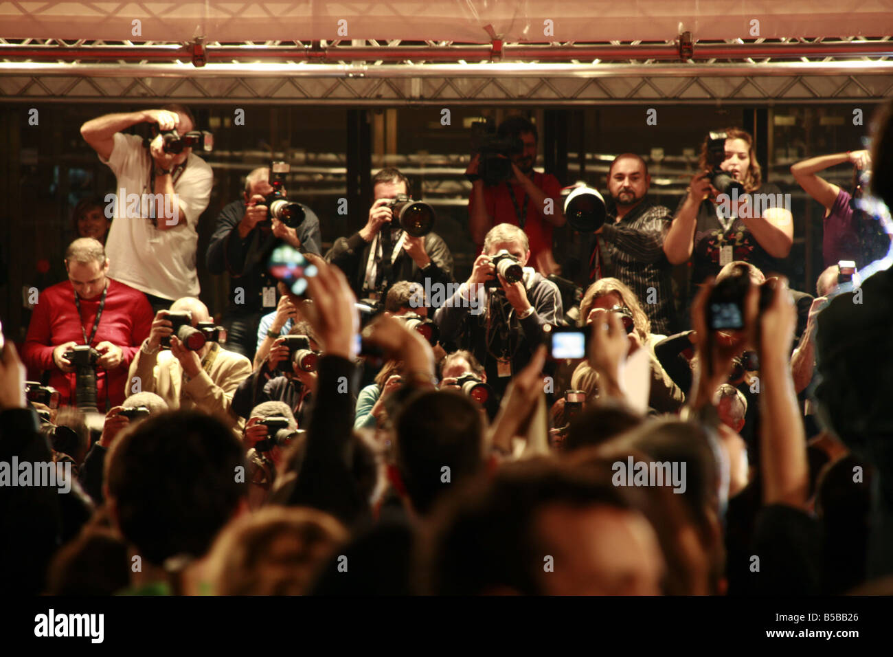 crowd of press photographers covering film festival in rome 2008 Stock ...