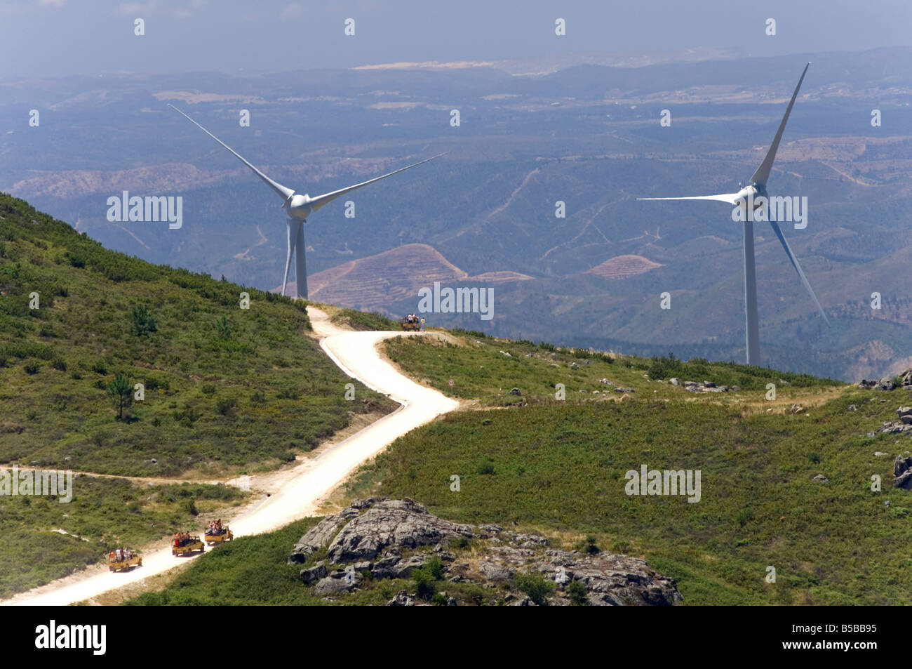 Tourist take a tour in jeeps on Mount Foia near Monchique, Algarve ...