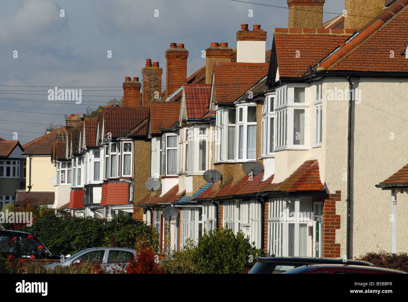 A row of Suburban semi-detached houses UK Stock Photo - Alamy
