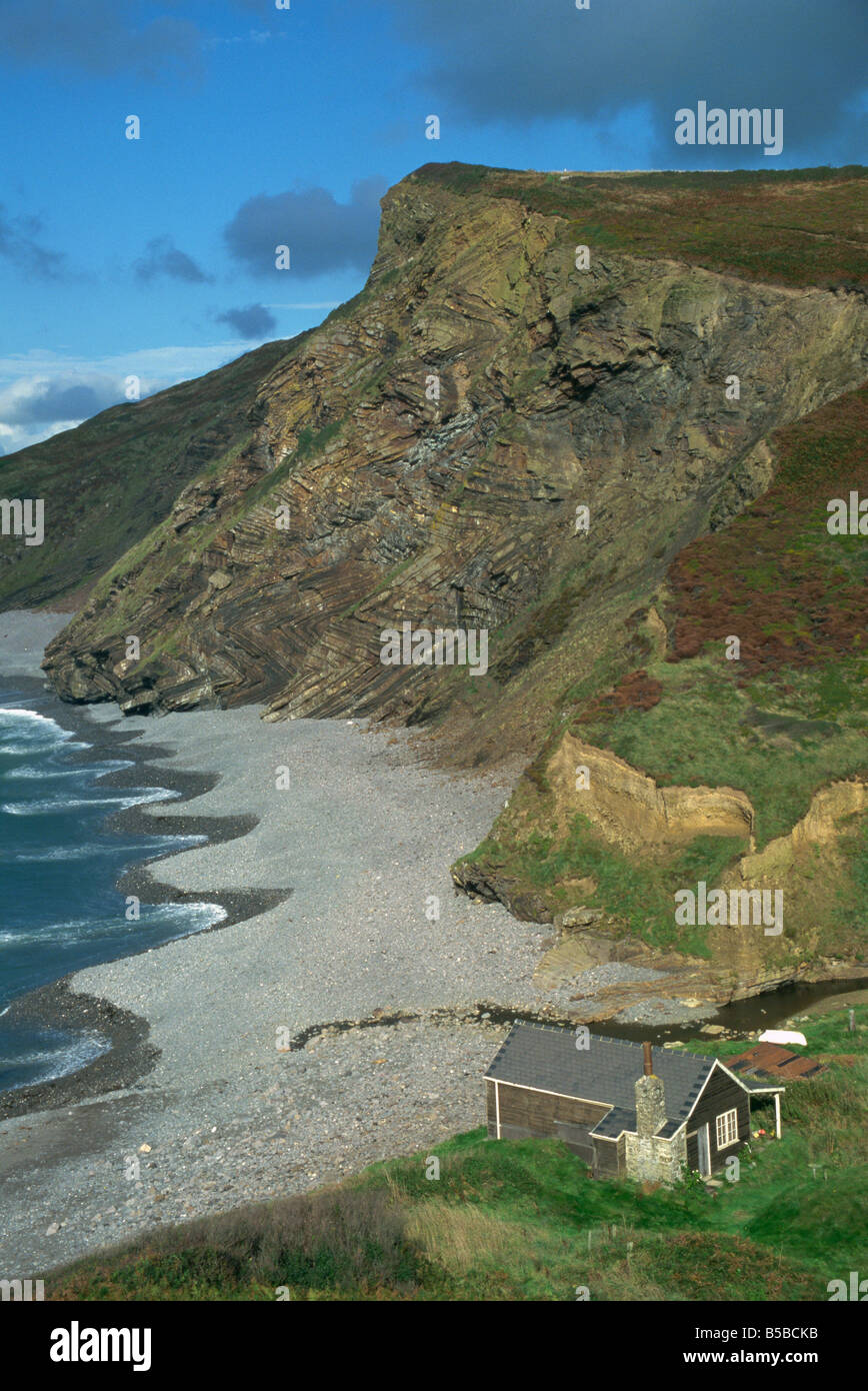 Example of folding in rocks Millook Beach Cornwall England United ...