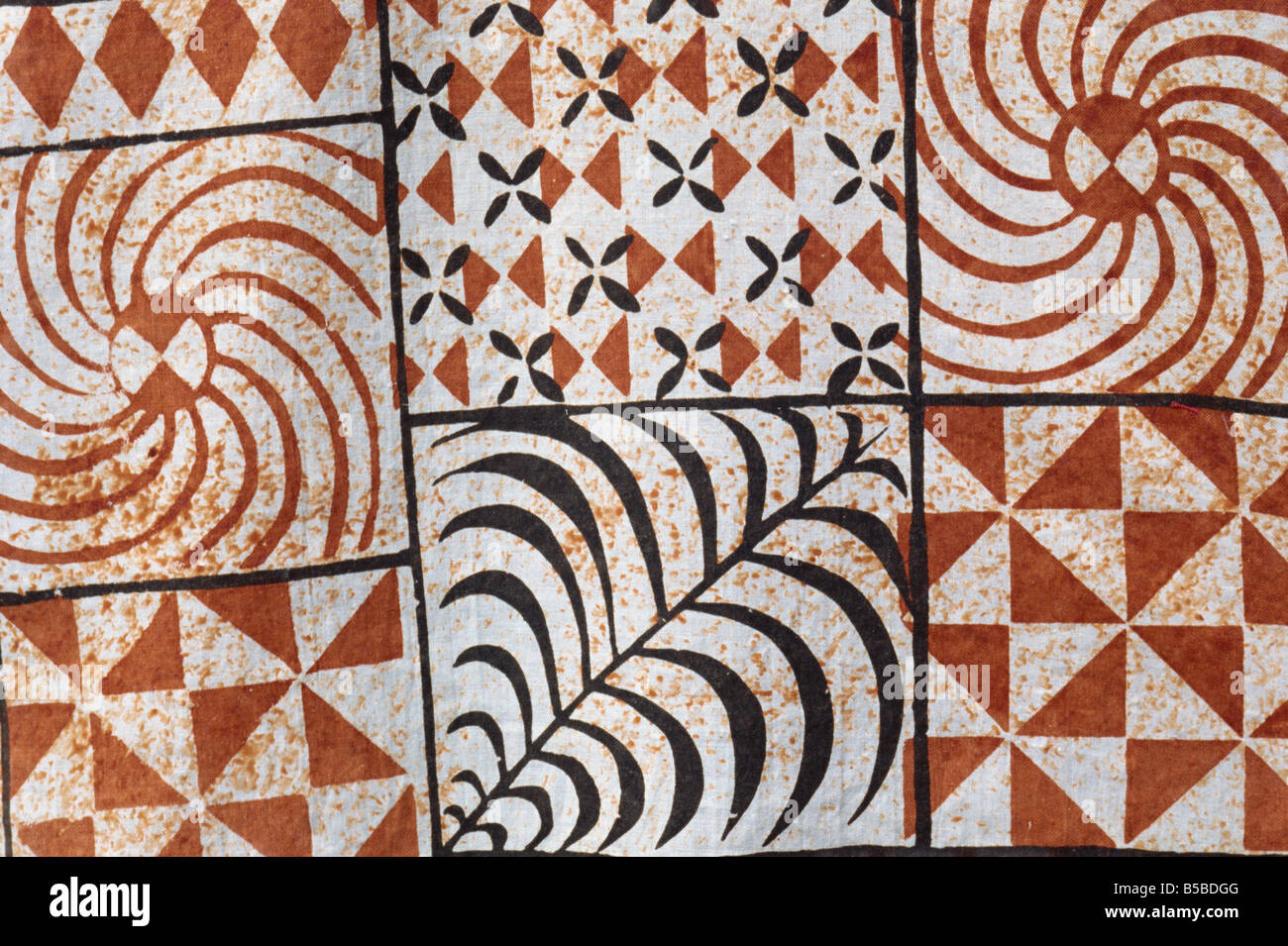Pattern of tapa, beaten mulberry bark, Apia, Upolu, Western Samoa ...
