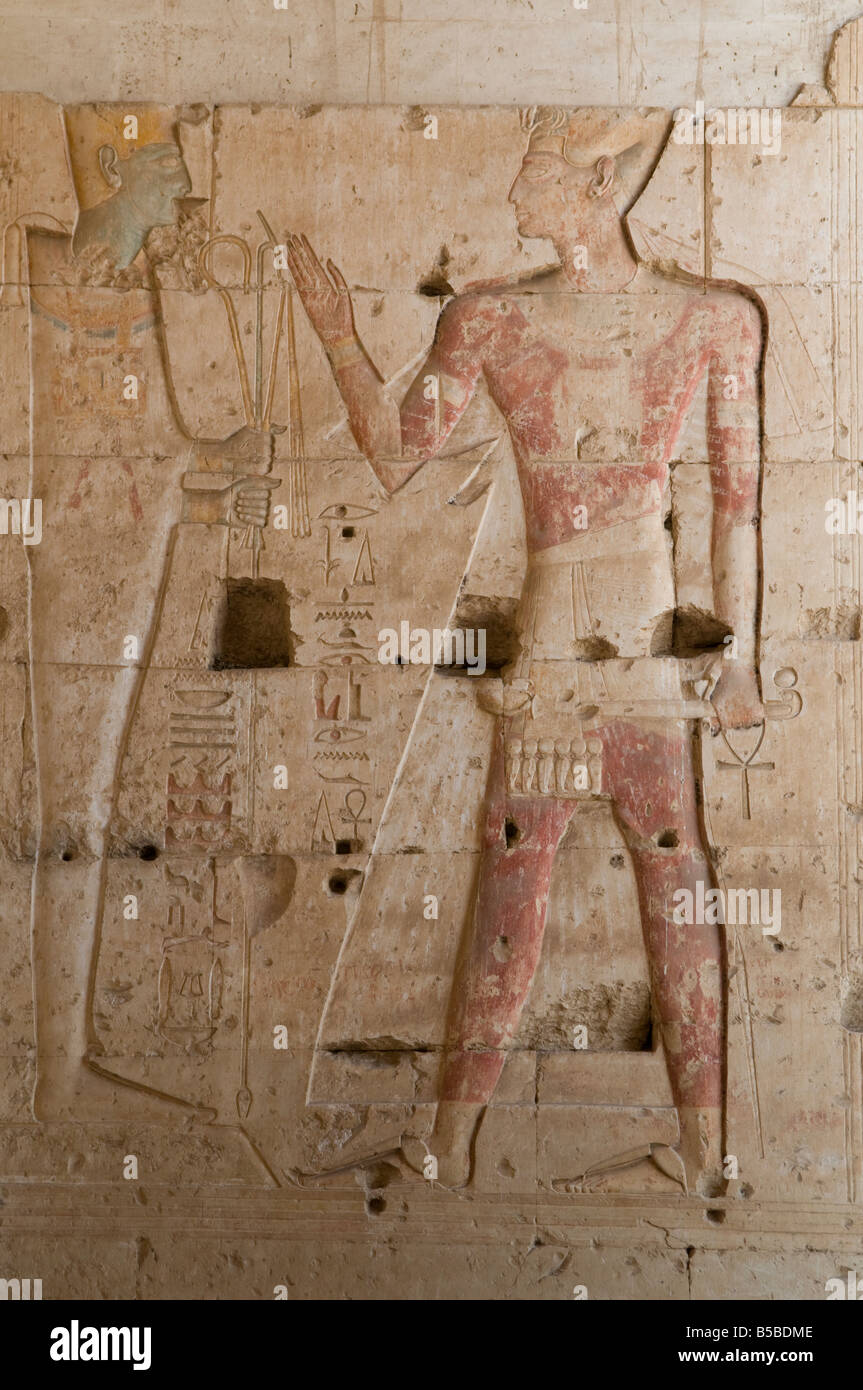 Relief at the temple of Seti I in Abydos one of the oldest cities of ...