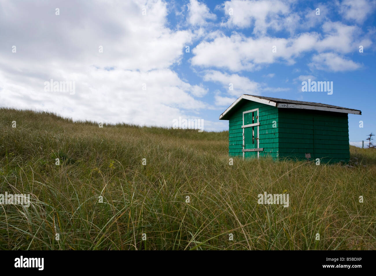 A storage shed sits along the dune at West Point Beach in Prince Edward ...