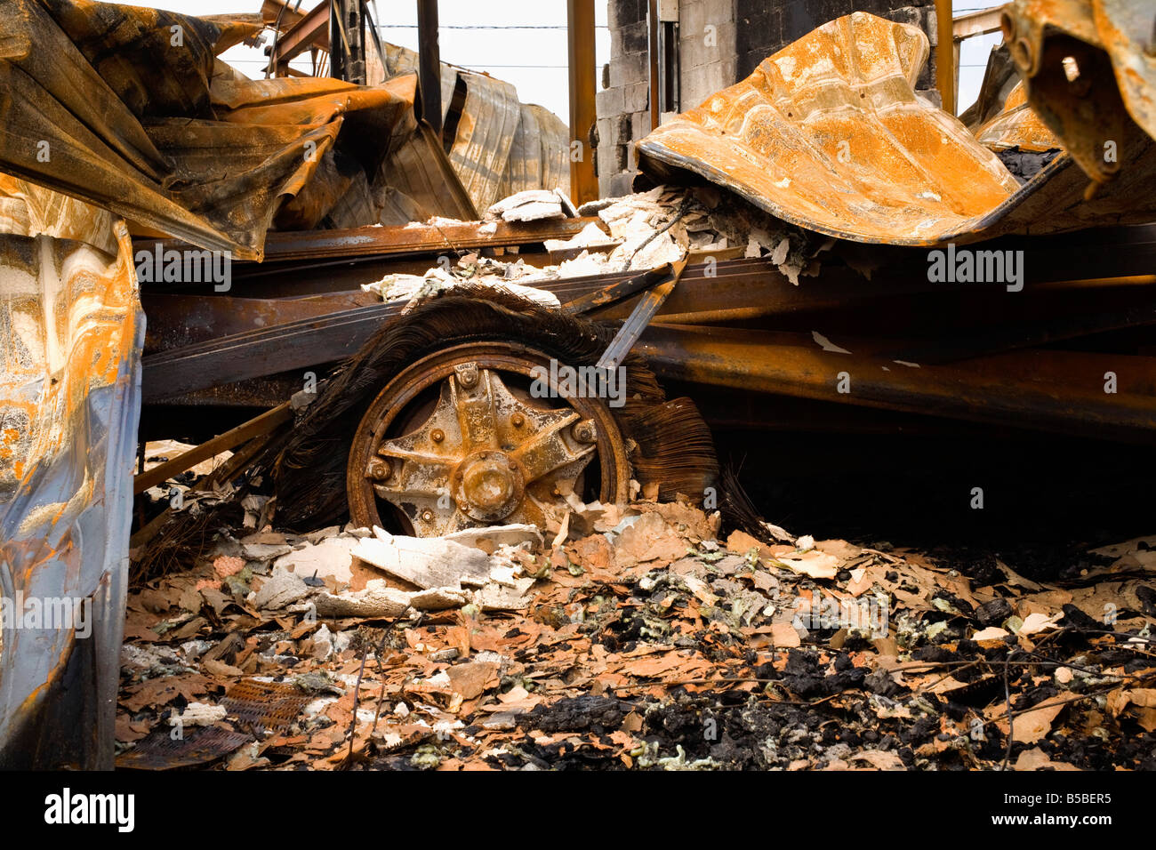 Remnants of burnt down building Stock Photo - Alamy