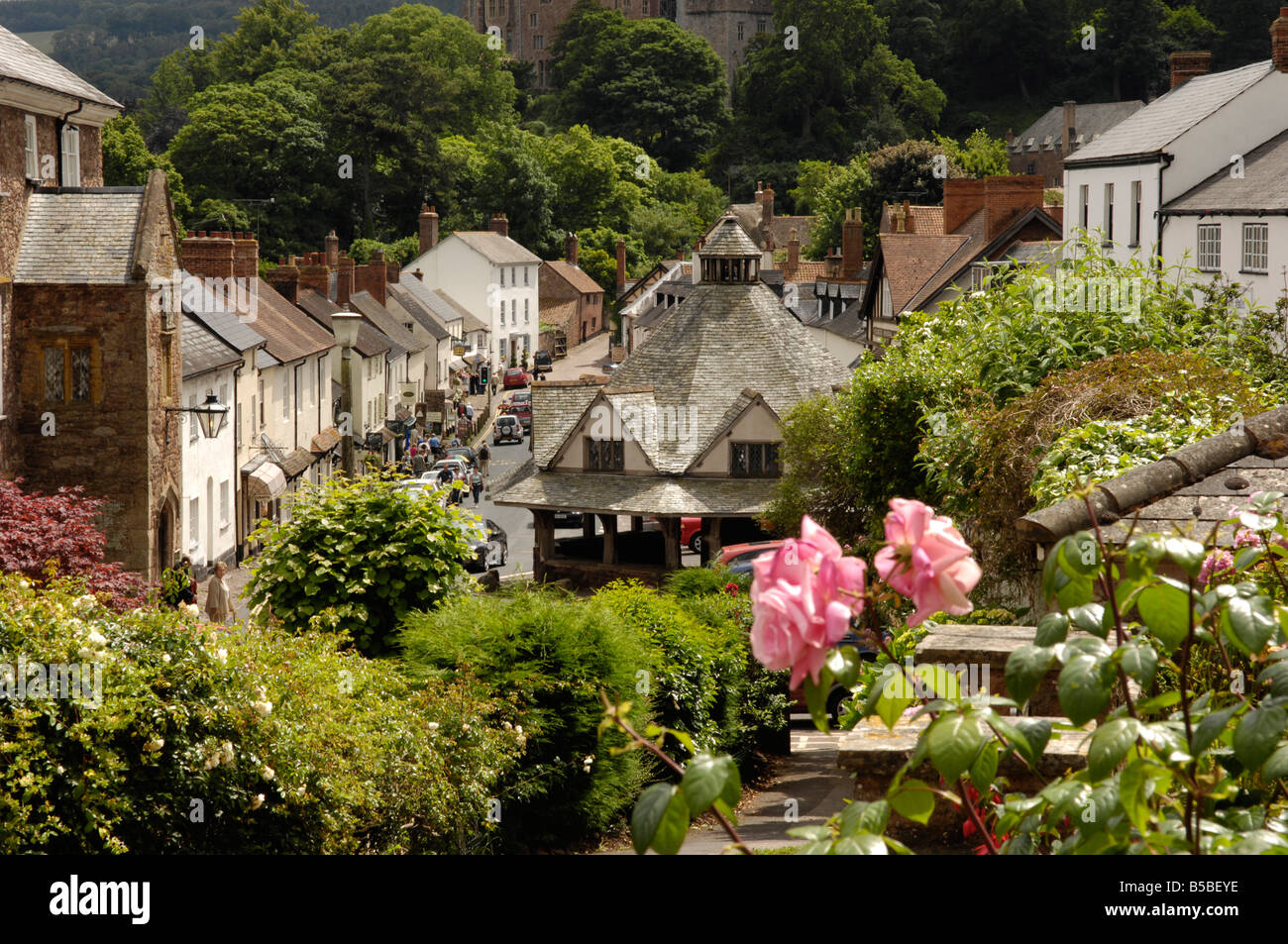 The Old Yarn Market in centre of Dunster, Exmoor National Park ...