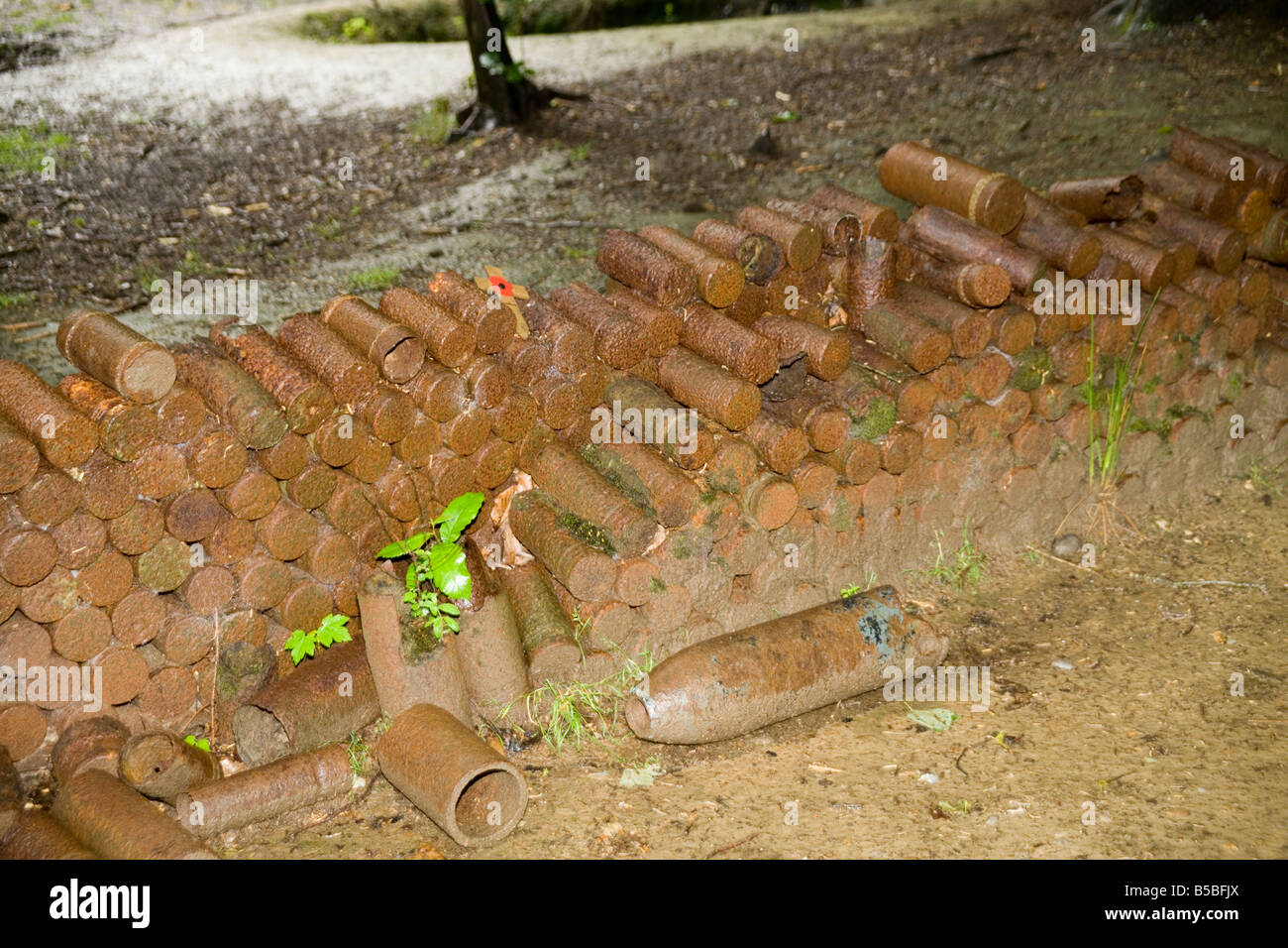 Shells at First World War restored trenches at Sanctuary Wood, Hill 62 ...