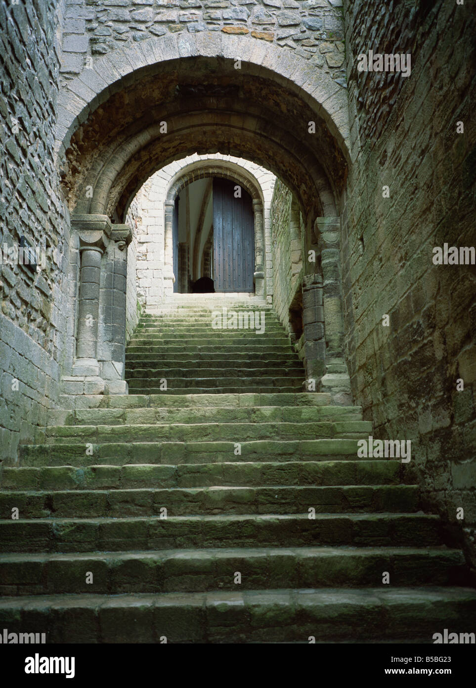 Stairs to keep of castle, Castle Rising, Norfolk, England, Europe Stock ...