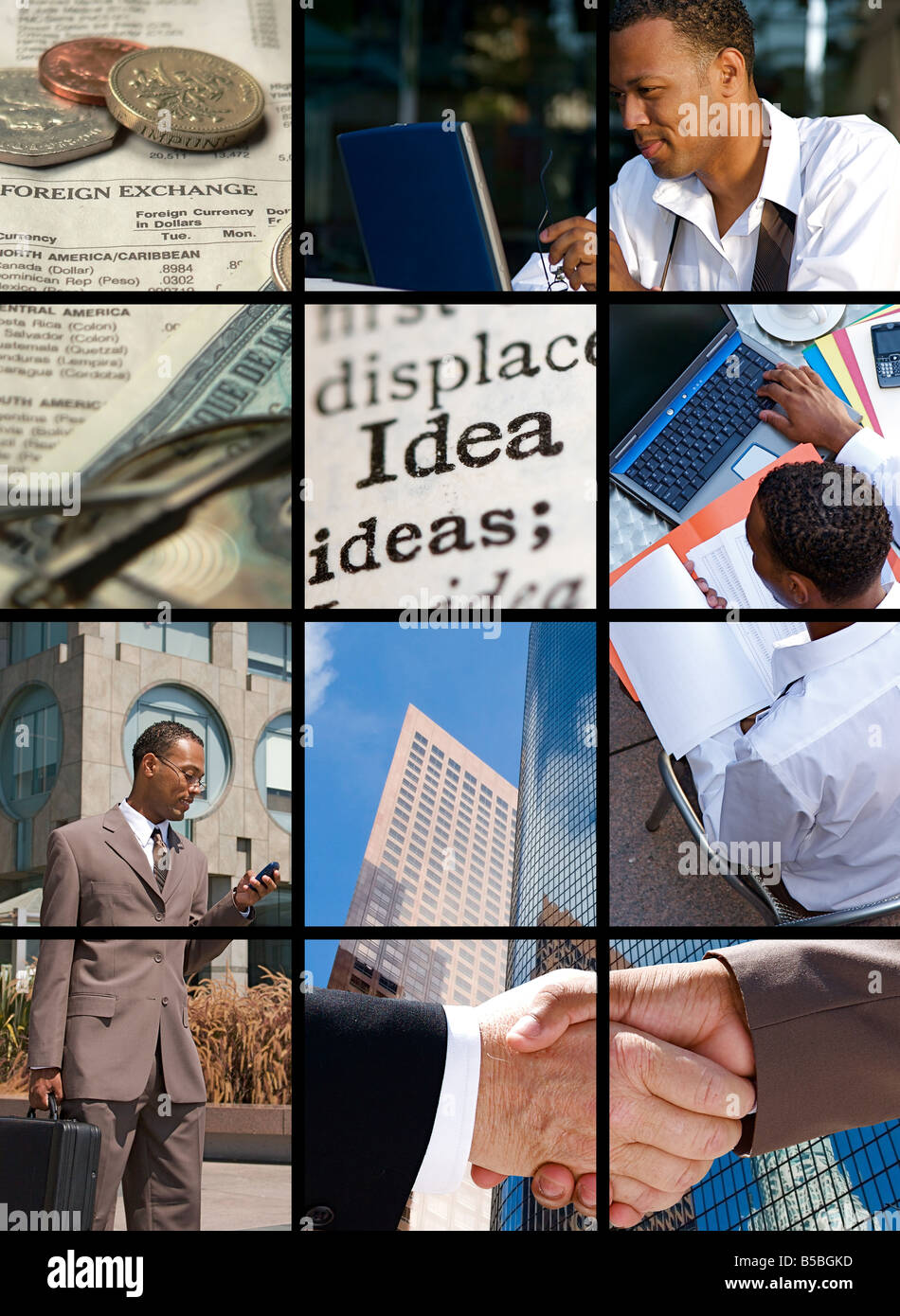 Collection and Collage of modern day business Stock Photo - Alamy