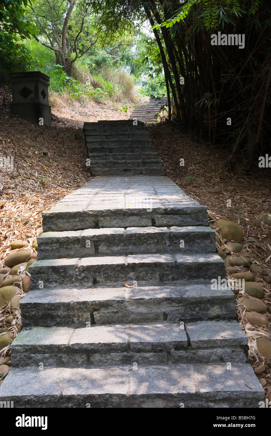 Paved stone steps, Baguashan (Mt Bagua), Changhua, Taiwan, Republic of ...