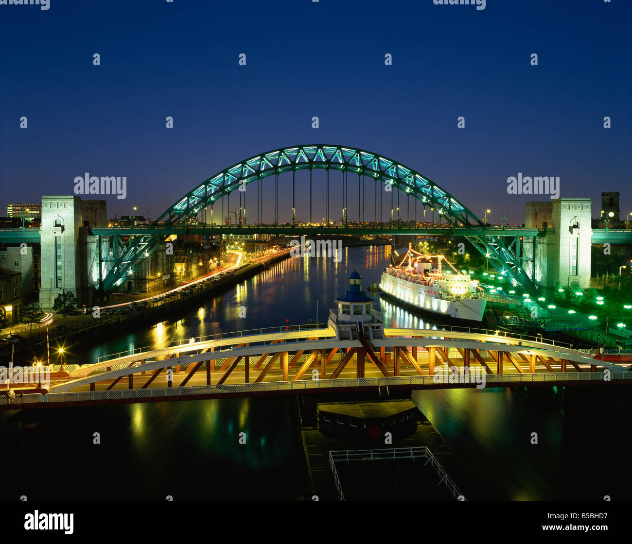 The Tyne Bridge illuminated at night Tyne and Wear England United ...