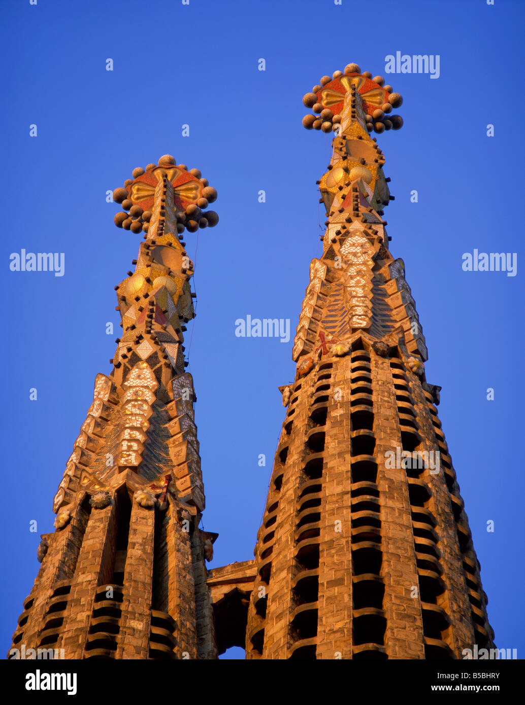 Spires of the Sagrada Familia the Gaudi cathedral in Barcelona Cataluna ...