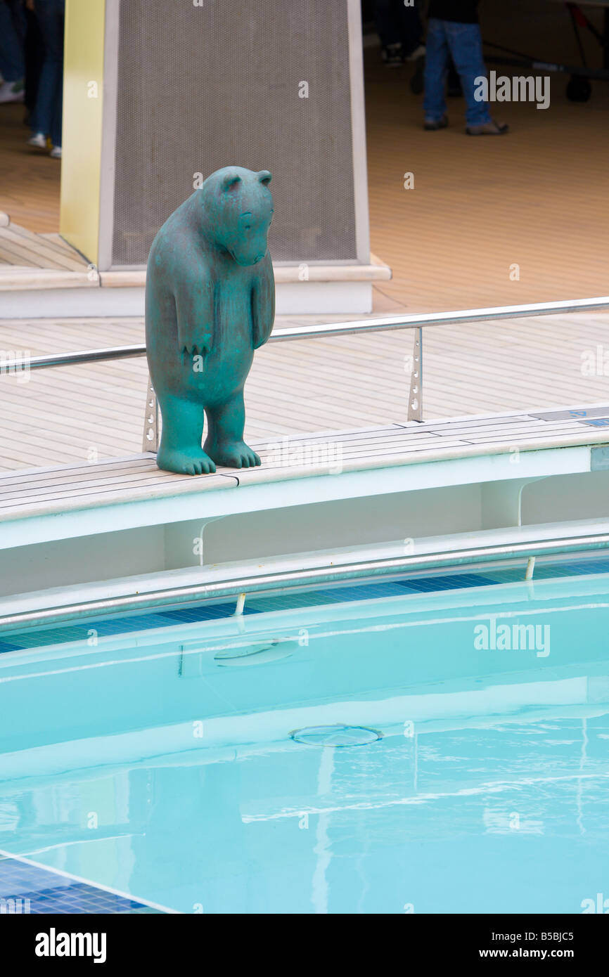 Statue of a polar bear stands next to swimming pool on Celebrity Cruise ...