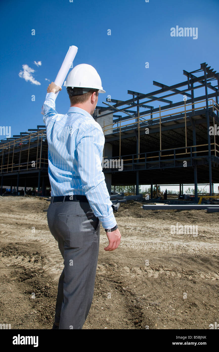 Rolled architectural blueprints construction plans hi-res stock ...