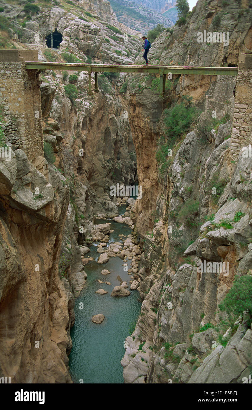 El Chorro Gorge and old cement bridge, Malaga Province, Andalucia ...