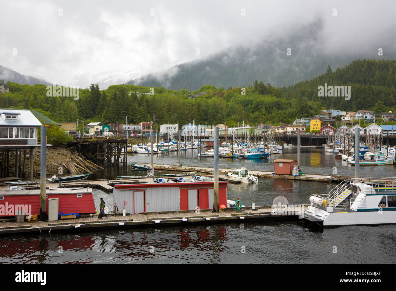 Fog rolls in over marina in Ketchikan Alaska Stock Photo - Alamy