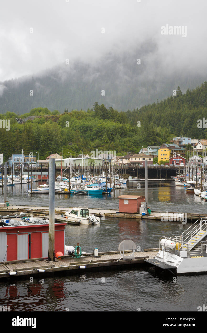 Fog rolls in over marina in Ketchikan Alaska Stock Photo - Alamy