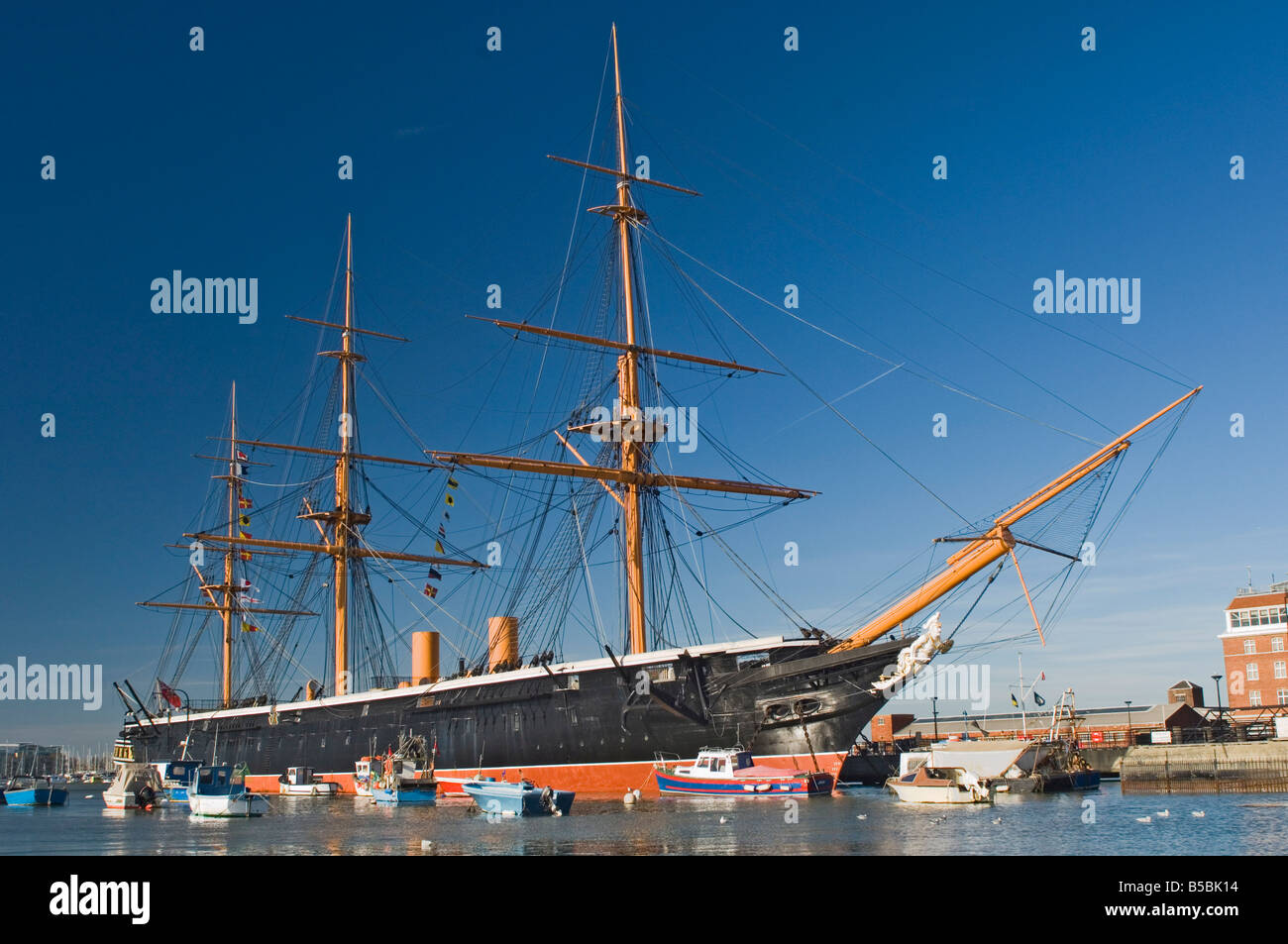 HMS Warrior, 1860, iron hull, sail and steam powered, Portsmouth ...