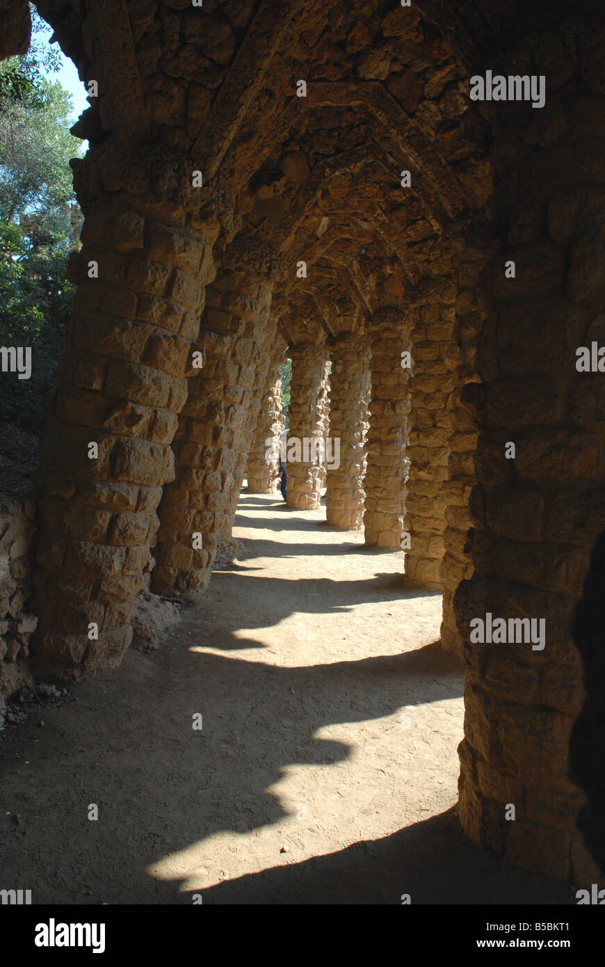 Gaudi Guell park arches Stock Photo - Alamy