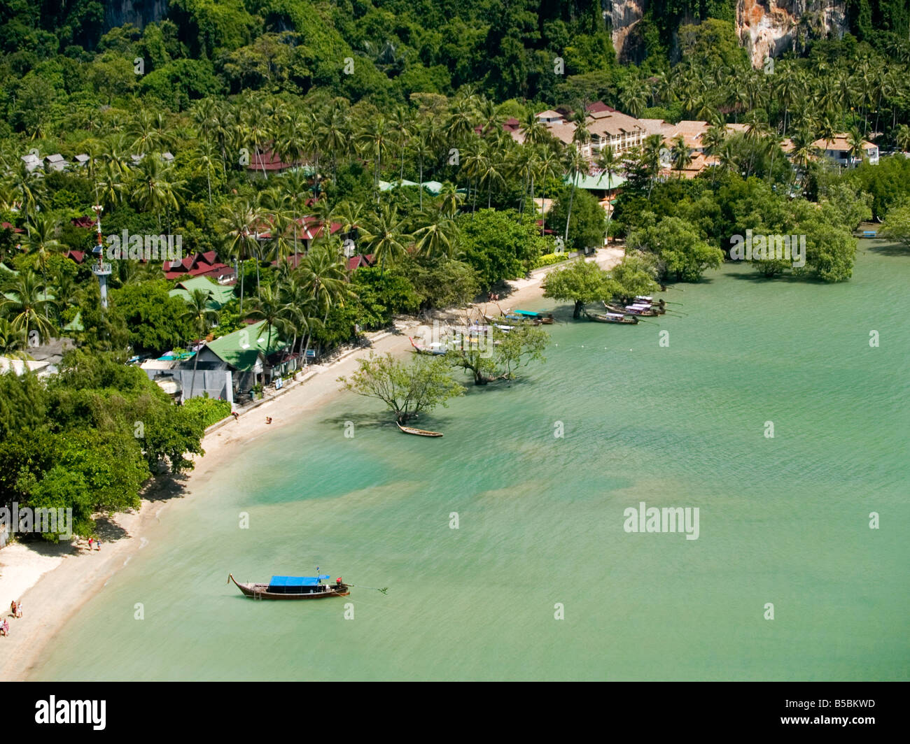 aerial view of beautiful East Rai Leh beach in Krabi Thailand Stock ...