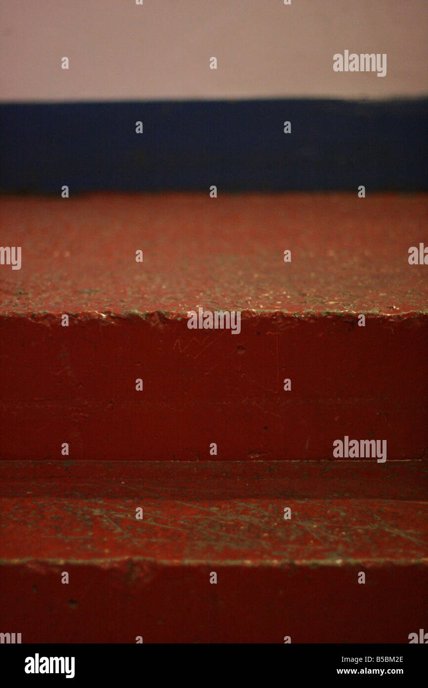 A red factory step in Hackney, East London Stock Photo - Alamy