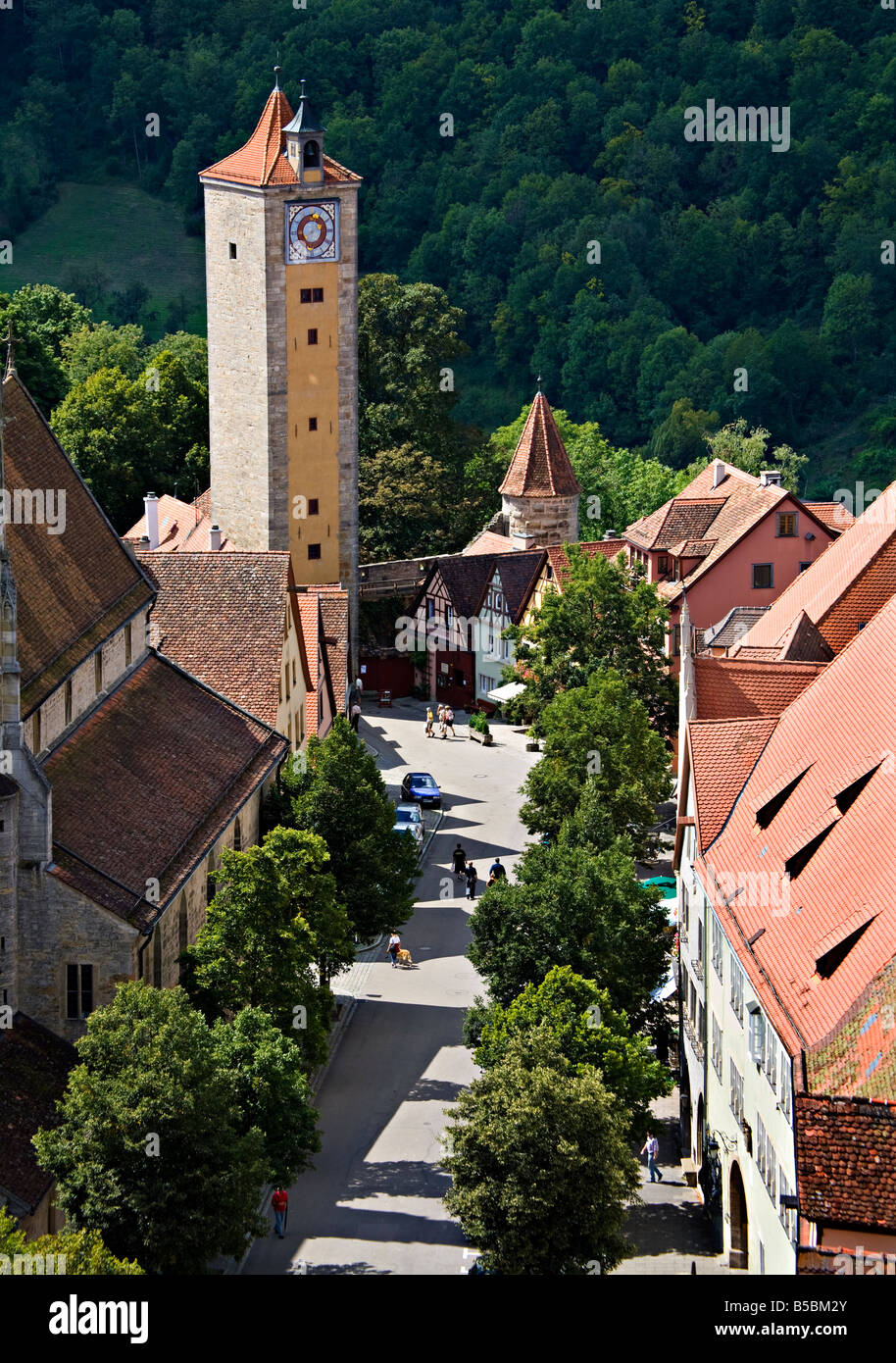 Clock tower at entry gate to Rothenburg Germany Stock Photo - Alamy