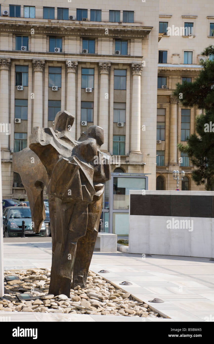 Bucharest Romania Revolution Monument and bronze statues in Revolution ...