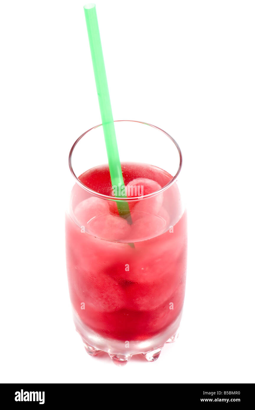 object on white red cocktail with Ice cubes Stock Photo - Alamy