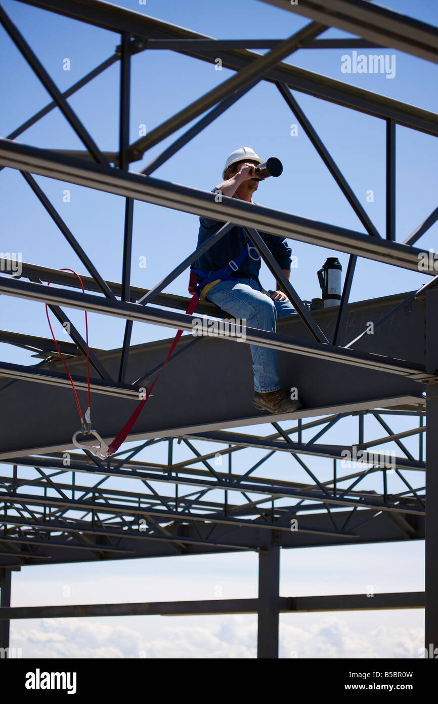 Construction worker during break Stock Photo - Alamy
