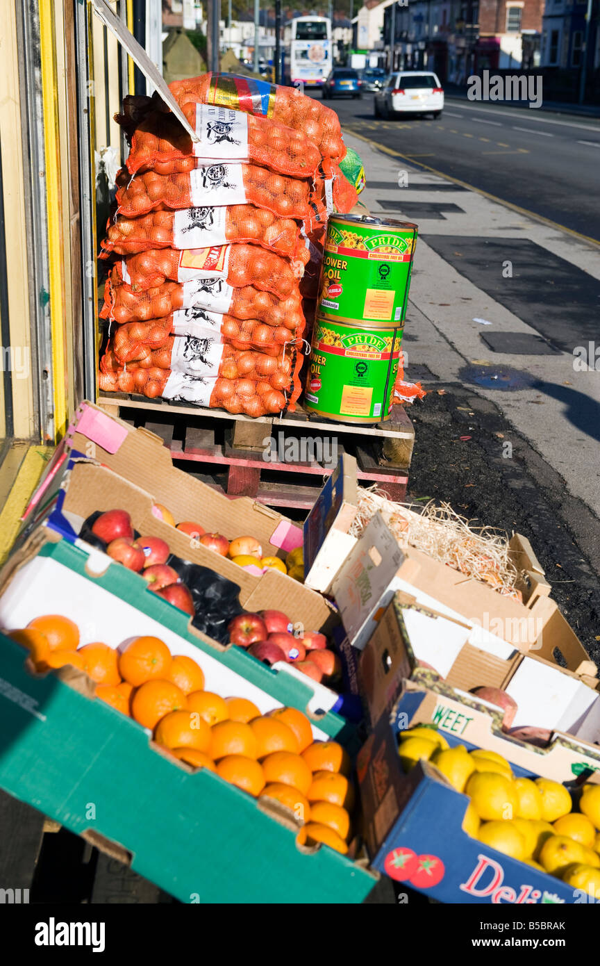 Fruit and vegetables outside an Asian roadside shop Stock Photo - Alamy