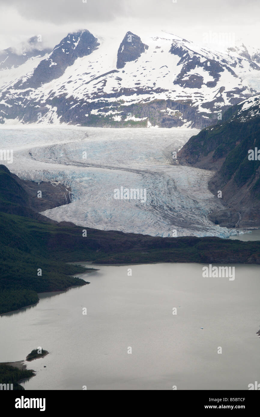 Mendenhall Glacier flows into Mendenhall Lake near Juneau, Alaska, USA ...