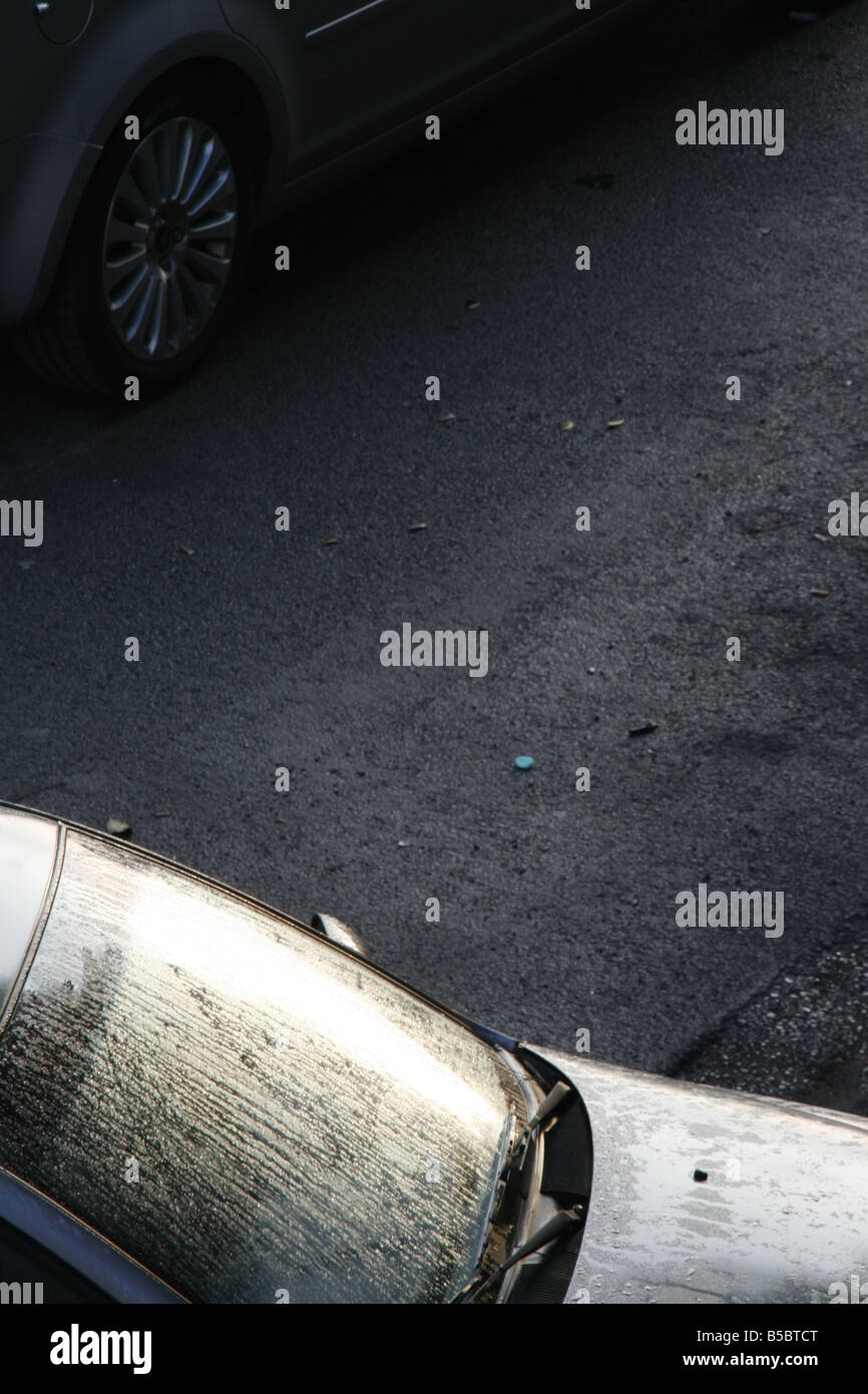 car window covered with dew in morning sun in street Stock Photo - Alamy