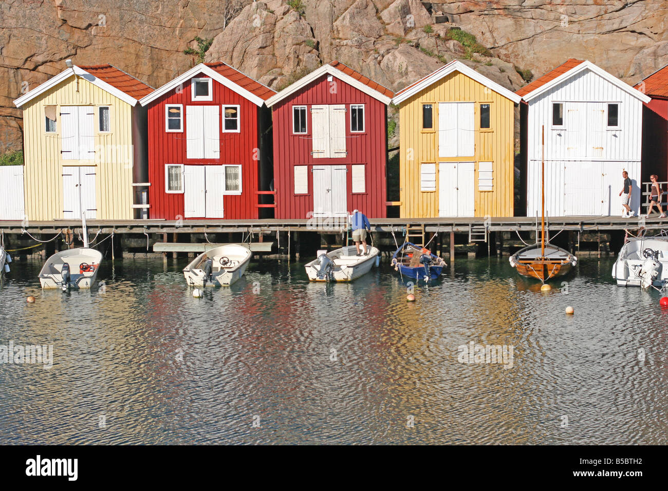 Coloured summer huts in Smogen, Sweden Stock Photo - Alamy