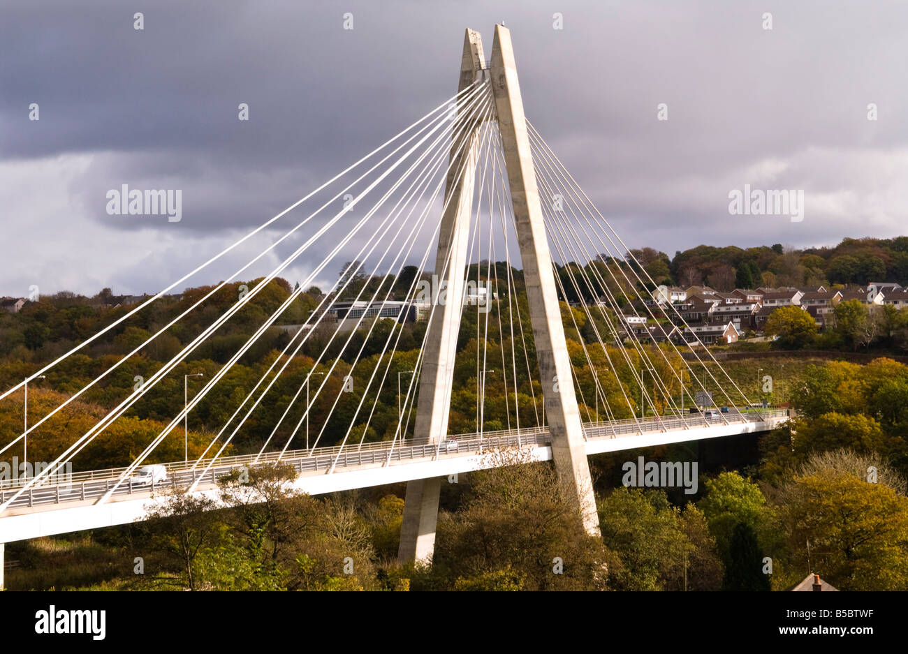 Chartist Bridge crossing the Sirhowy Valley at Blackwood South Wales UK ...