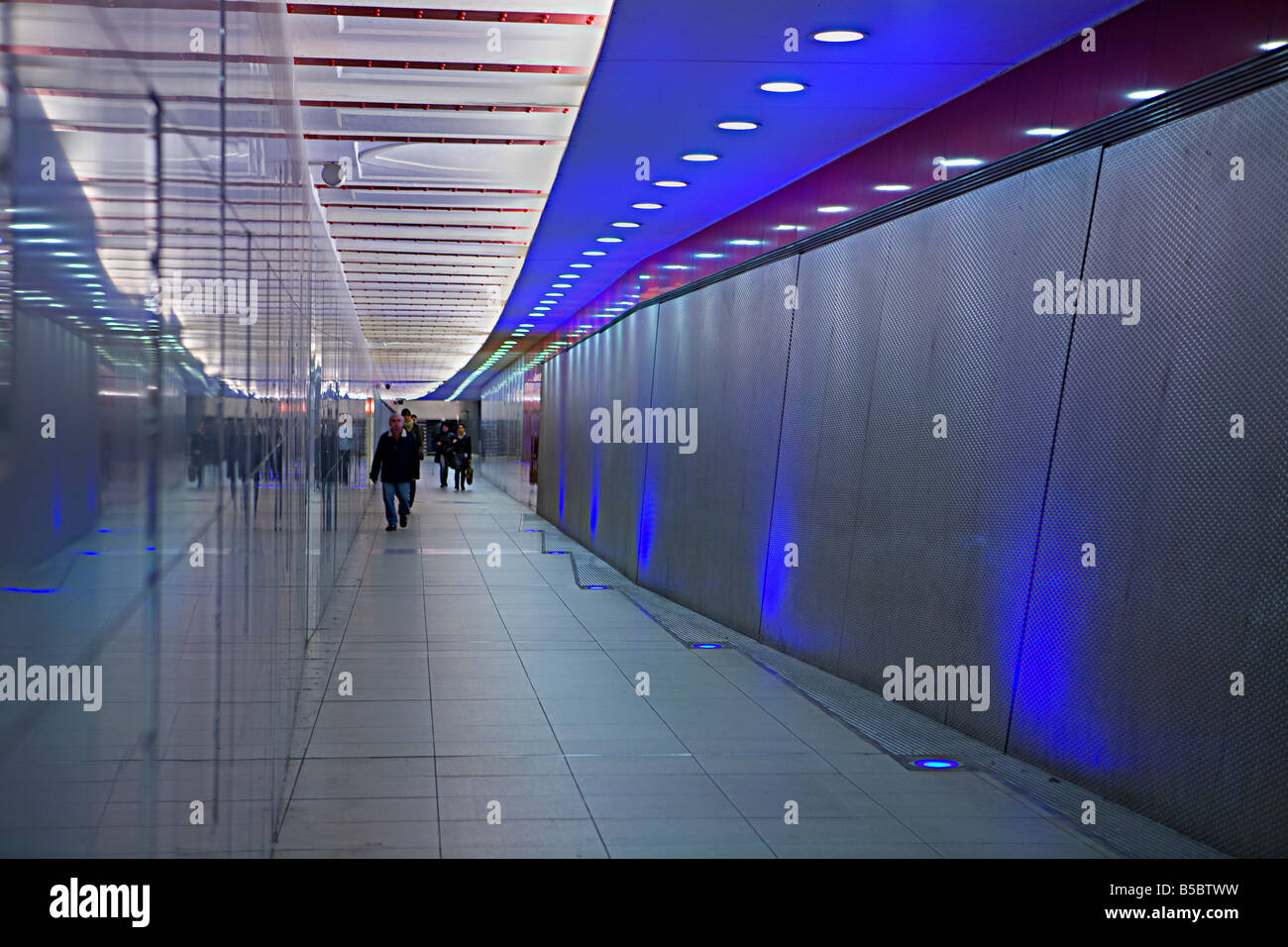 A well lit passage / walkway in the Berlin underground walk way U-Bahn ...