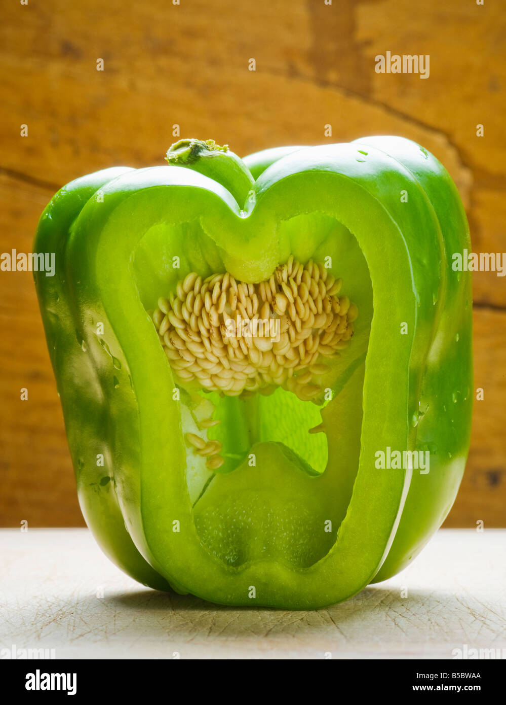 Studio still life of the insides of a green bell pepper Stock Photo - Alamy