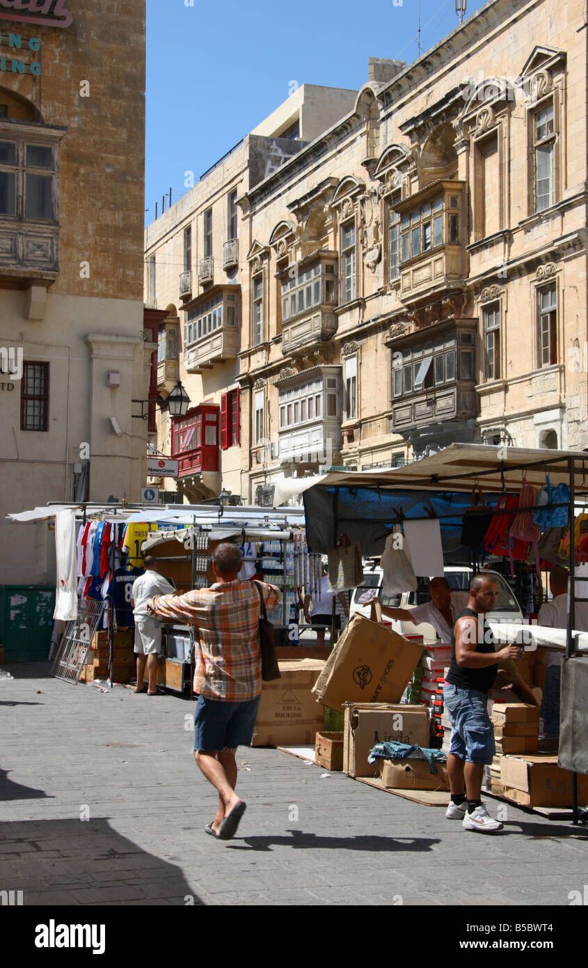 Market Stalls in "Market Street", Valletta, Malta Stock Photo - Alamy