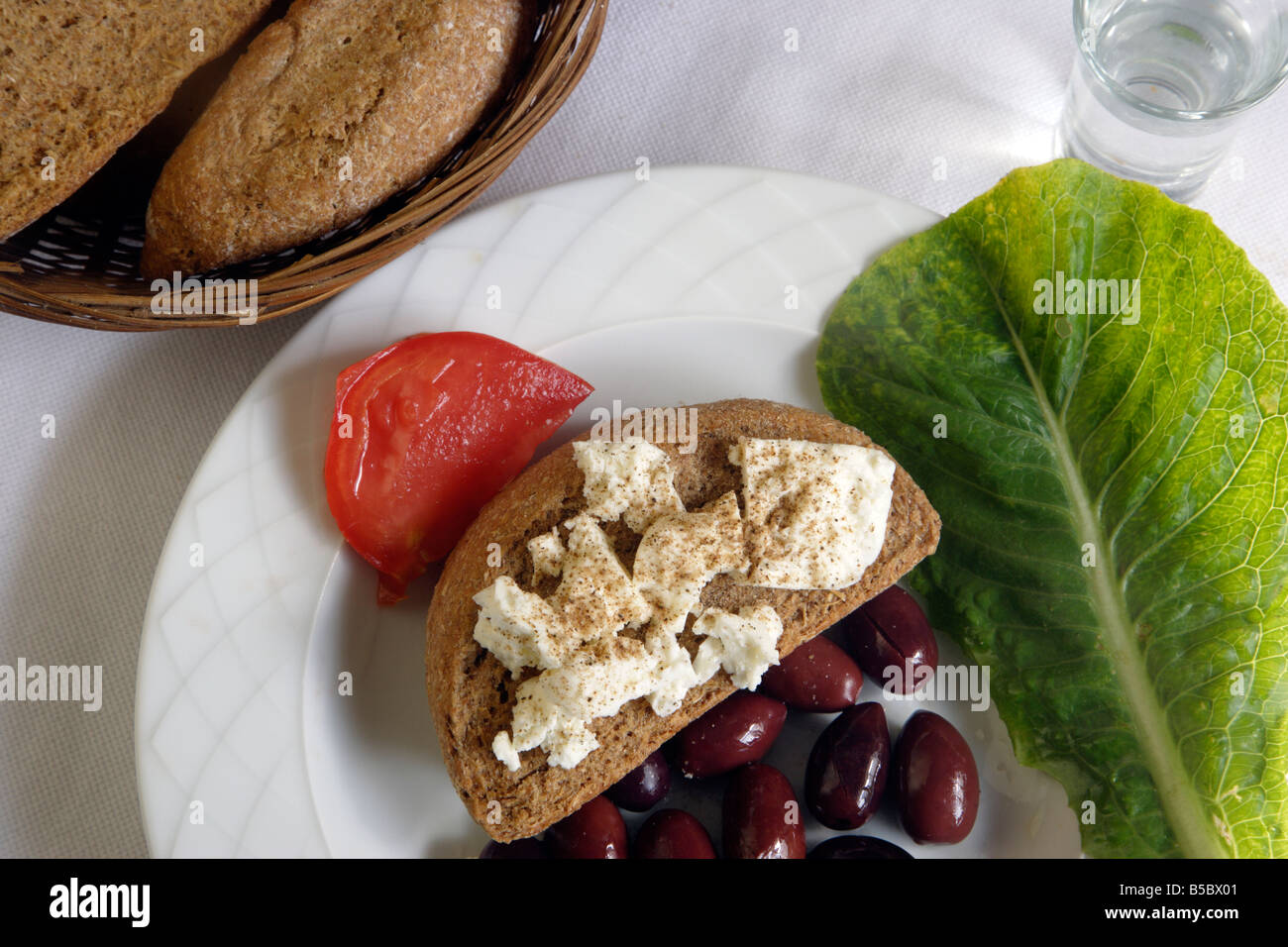 Greek Cuisine Cretan Dakos Barley Rusk (Paximadi) with Feta Olives ...