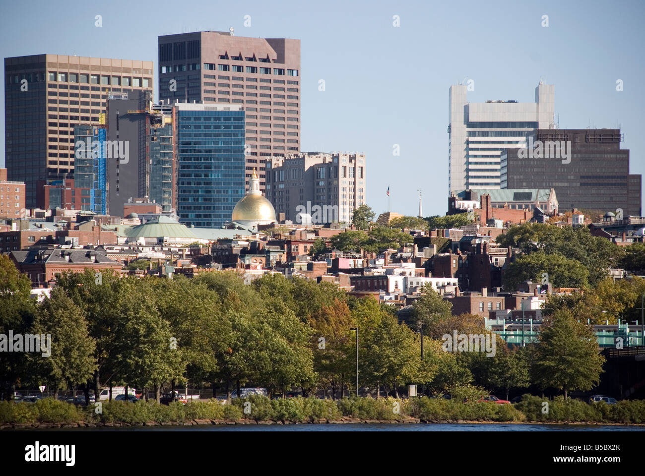 Boston. Beacon Hill and the golden dome of the Massachusetts State ...