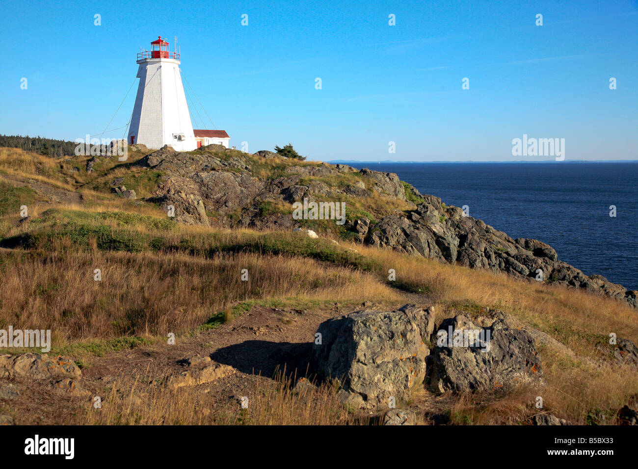 Lighthouse at Blacks Harbour on Grand Manan Island small island on ...