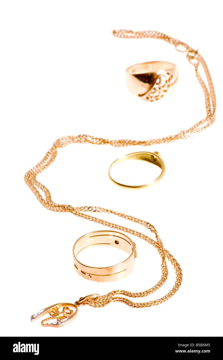 object on white Rings and ear rings Stock Photo - Alamy