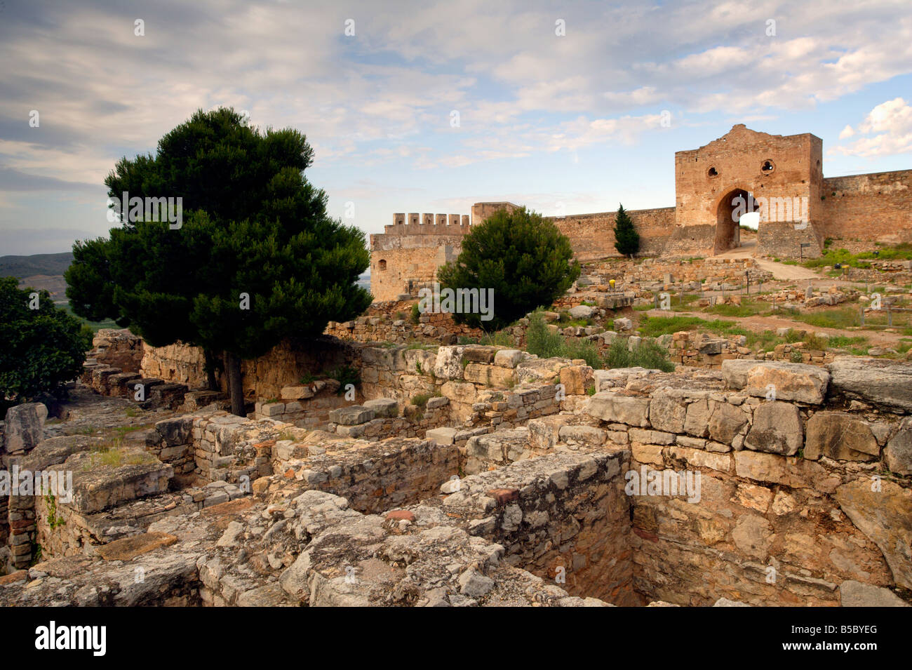 The historic remains of Sagunt, which has sections from various ...