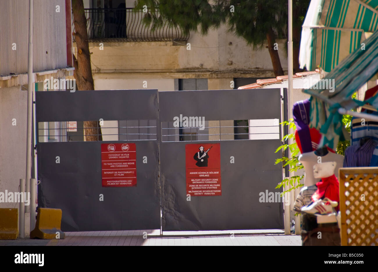 Gated entrance to the forbidden zone in Northern Nicosia Turkish ...