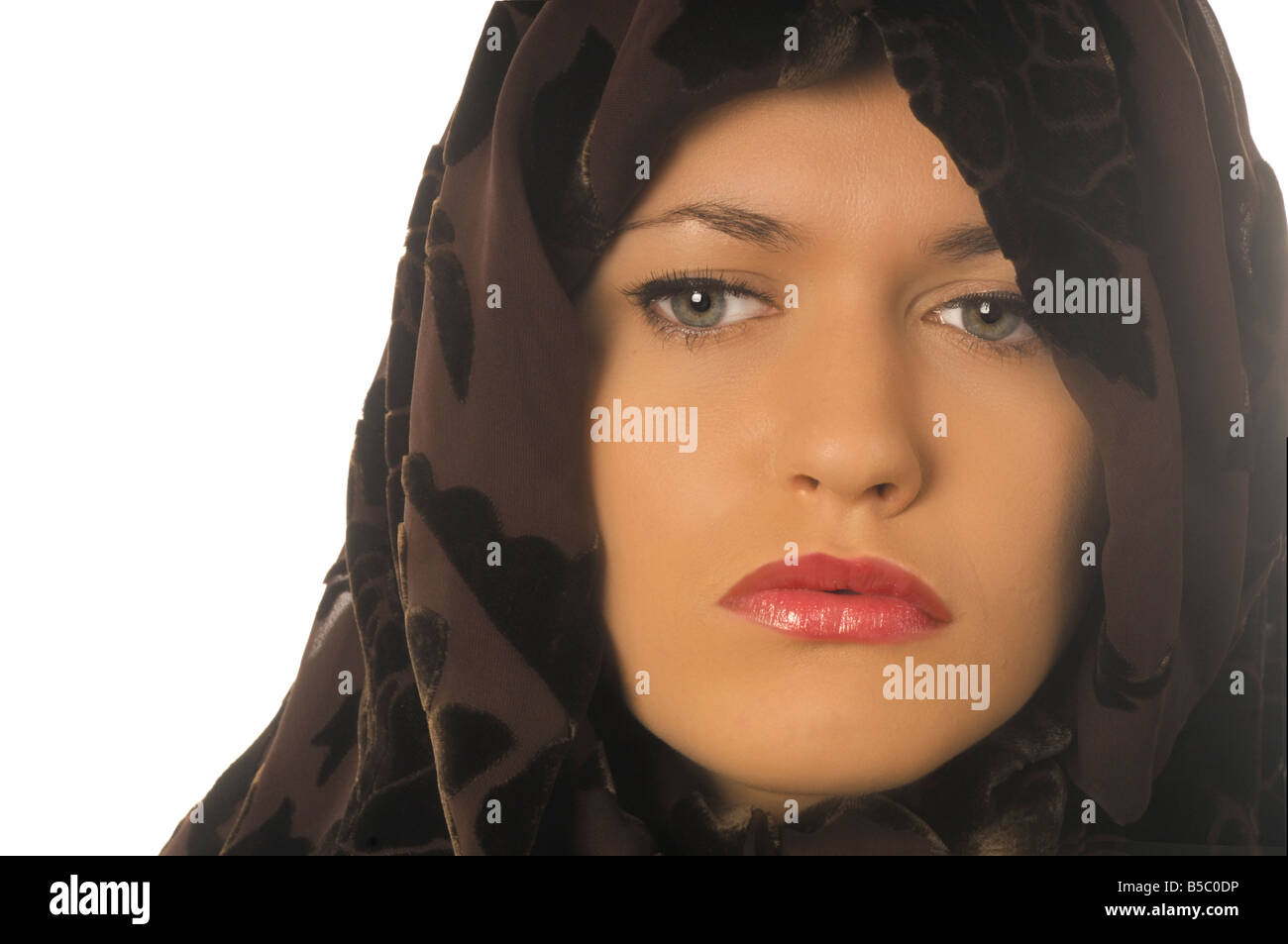Muslim Style Woman with Veiled Hair Stock Photo - Alamy