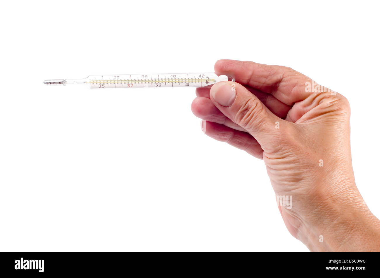 object on white medical tool thermometer in hand Stock Photo - Alamy
