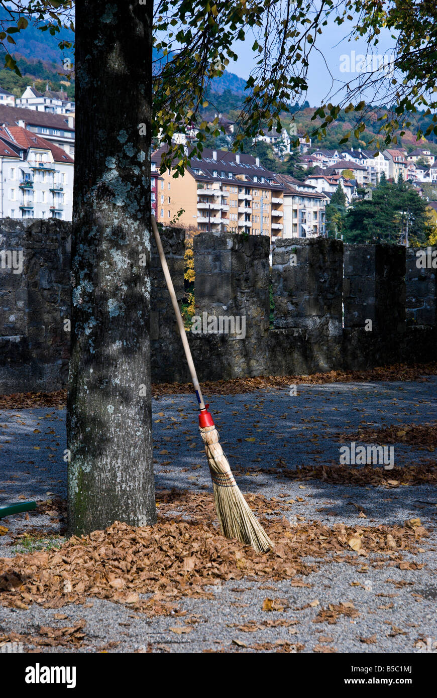 Broom Sweeping Leaves High Resolution Stock Photography and Images - Alamy