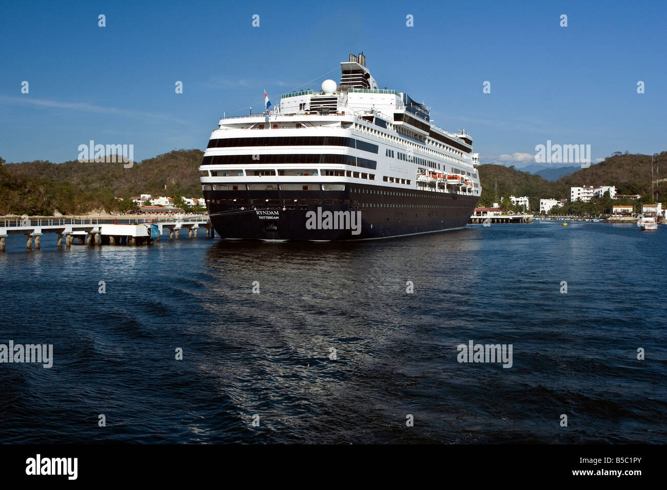 The Holland America cruise ship the MS Ryndam docked in Huatulco Mexico ...