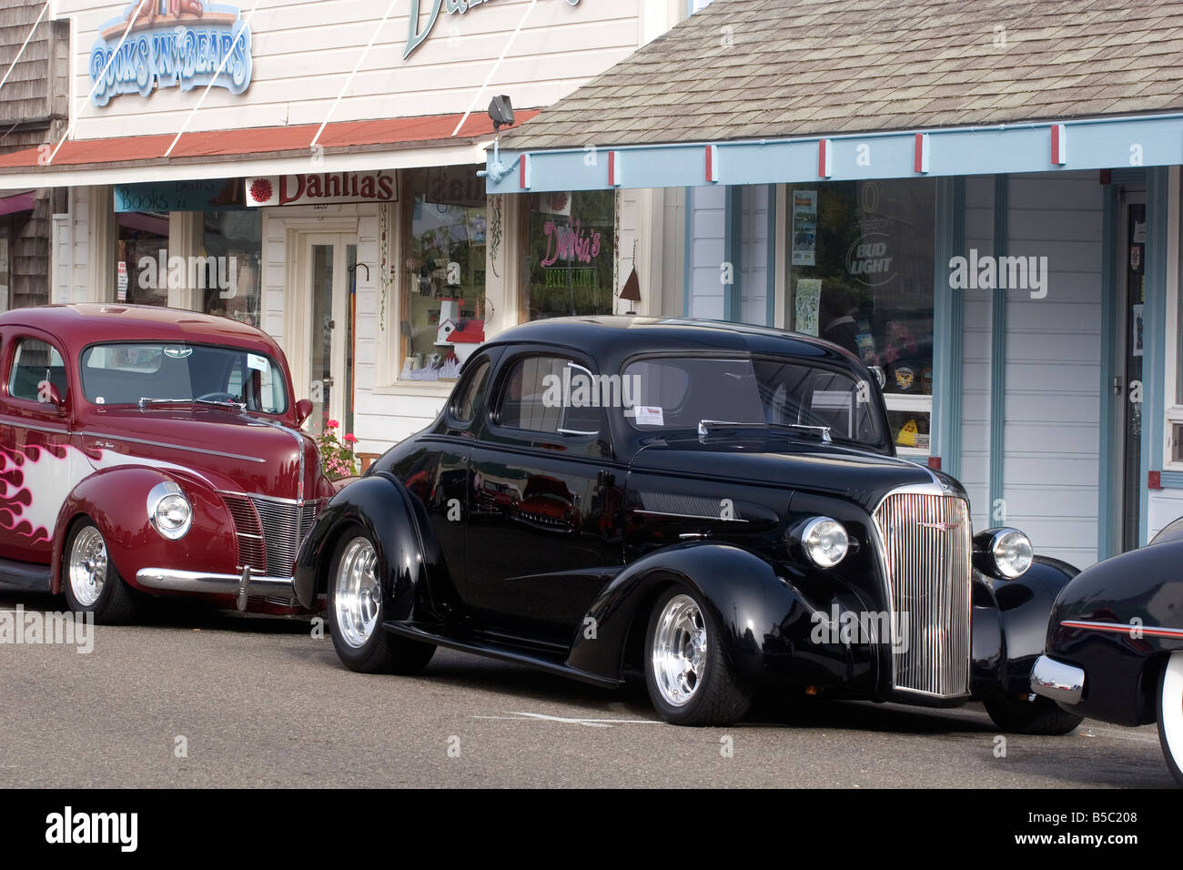 Antique cars lined up on the main street in Florence Oregon Stock Photo ...
