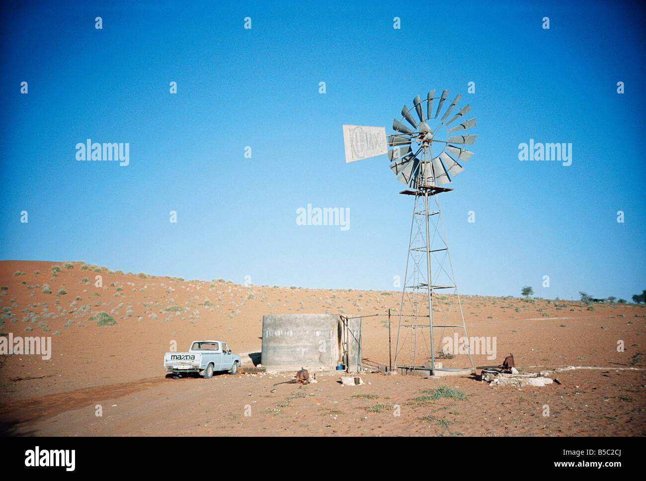 South Africa, Northern Cape, Windmill in arid landscape Stock Photo - Alamy