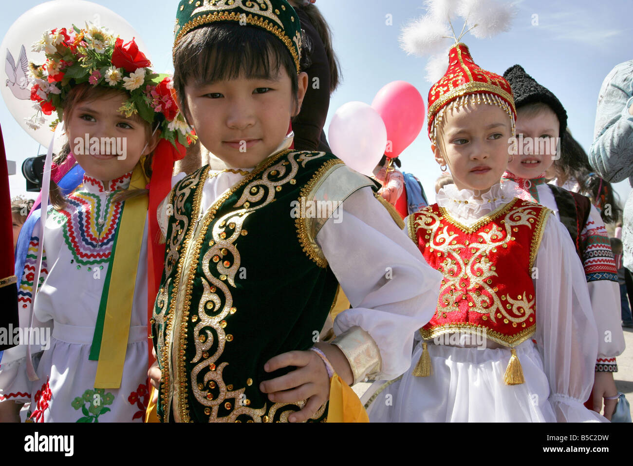Children In Different National Dress On Holiday Kazakhstan Stock Photo ...
